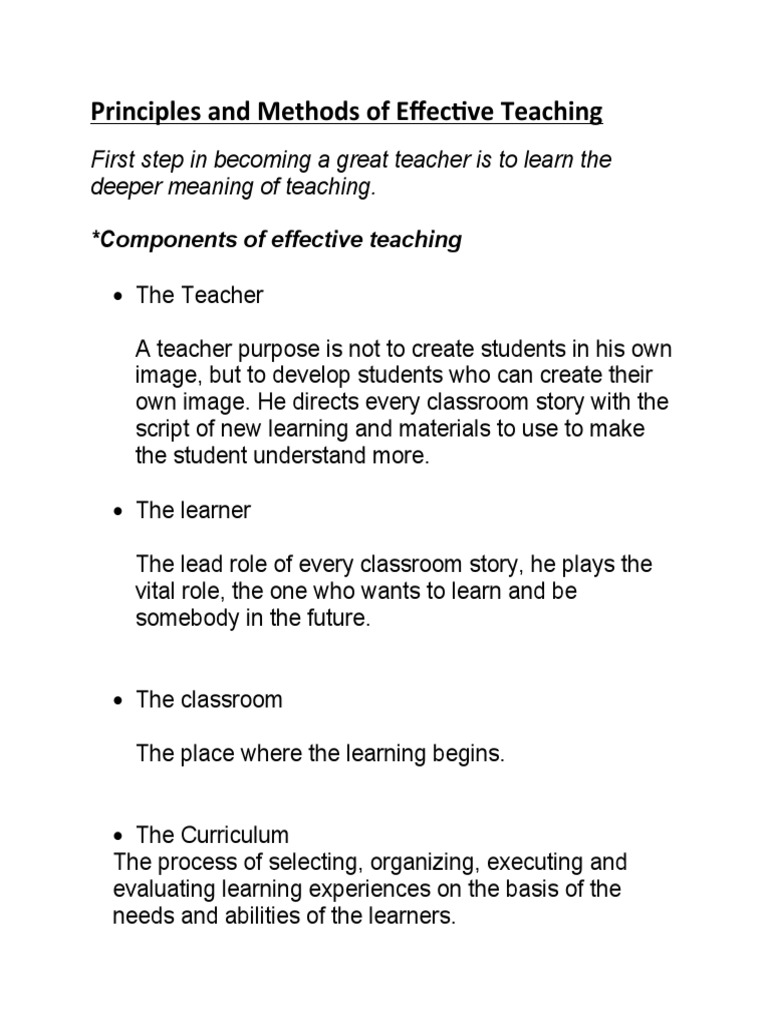 Principles and Methods of Effective Teaching | PDF | Teachers | Learning