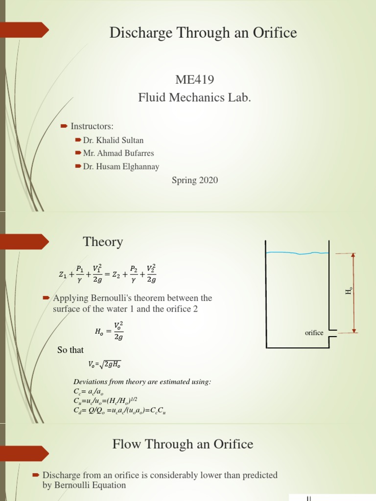 Discharge Coefficients in Orifice Flow | PDF | Fluid Dynamics ...
