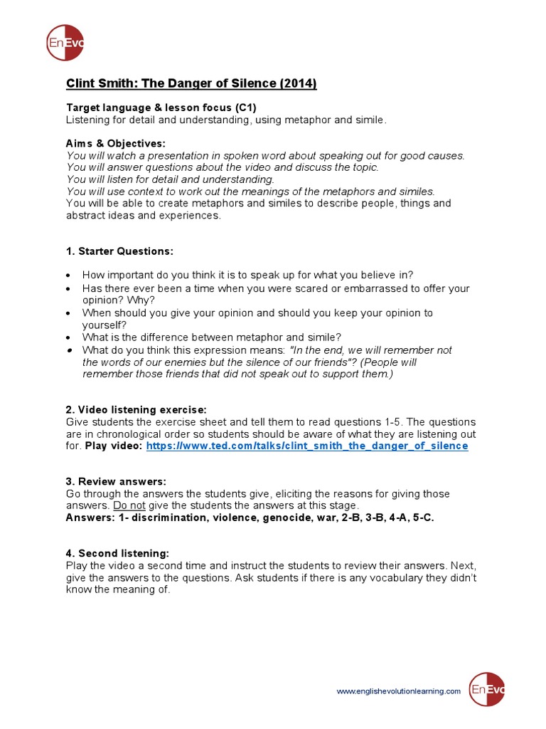 The Danger of Silence - Clint Smith-已轉檔 | PDF | Silence | Metaphor