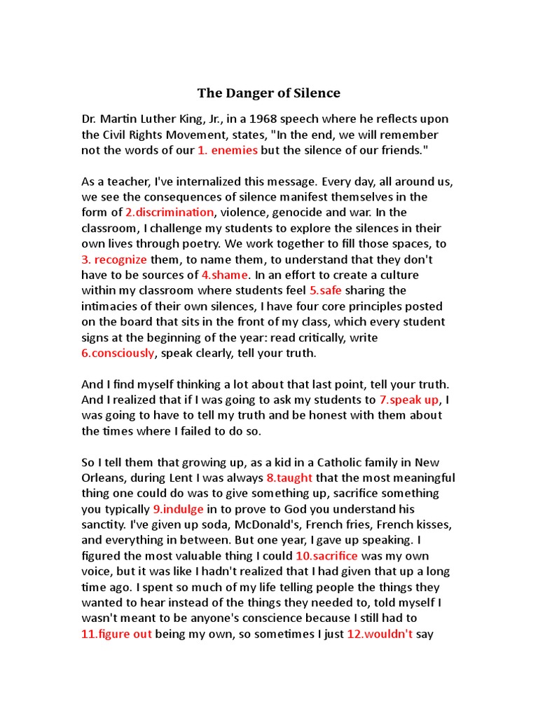 The Danger of Silence - Origin | PDF