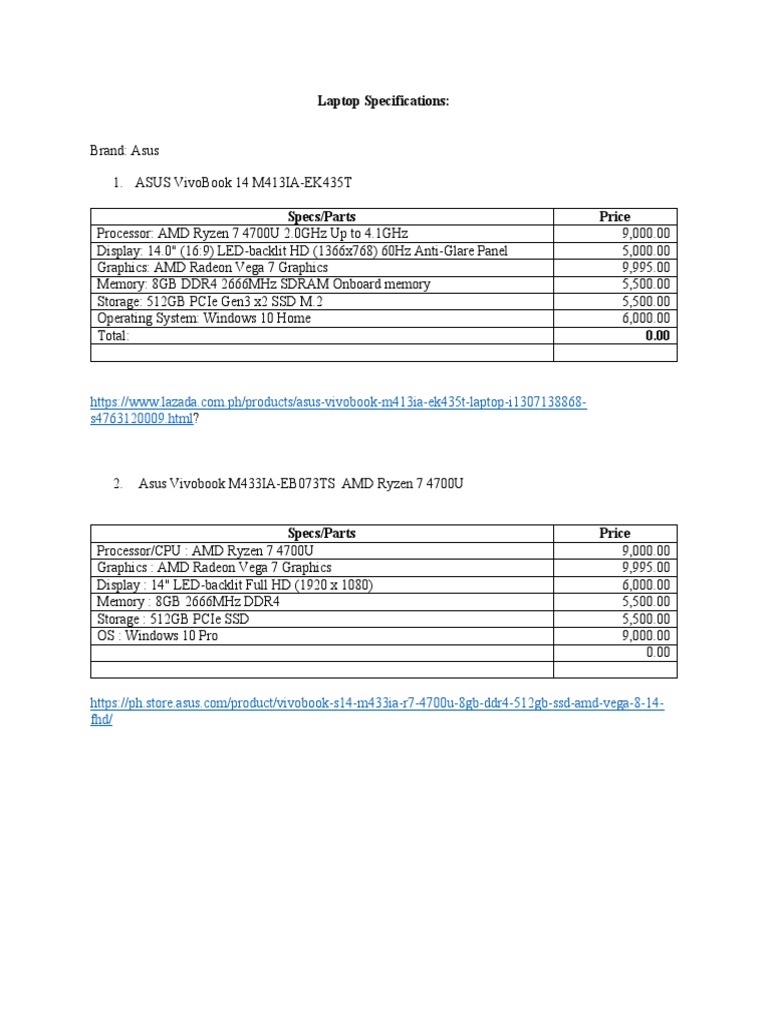 Laptop Specifications | PDF