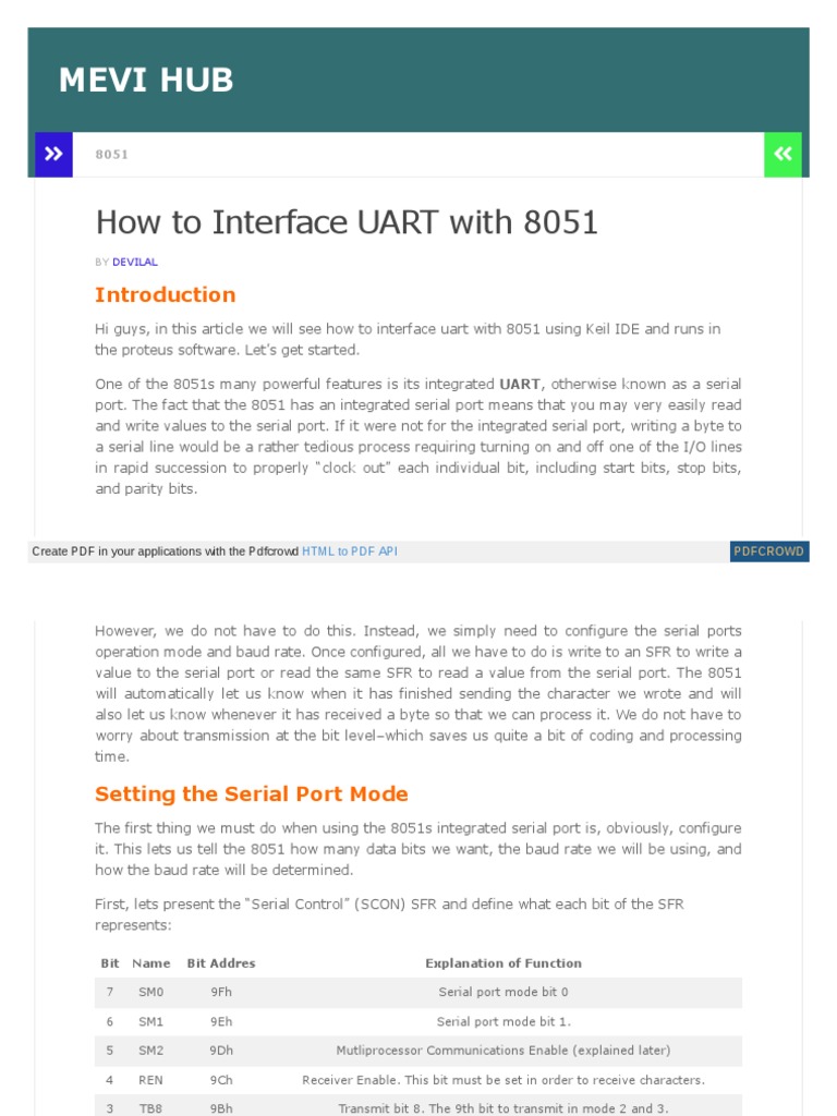 Mevihub Com How To Interface Uart With 8051 | PDF | Bit | Computer Hardware