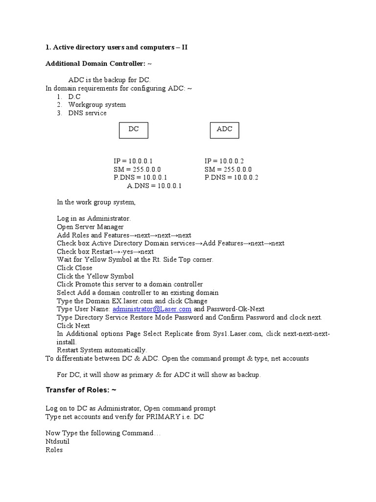 Active Directory Users and Computers - II Additional Domain Controller | PDF | Active Directory ...