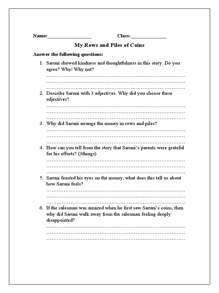 My Rows and Piles of Coins + Author's Purpose | PDF | Home & Garden