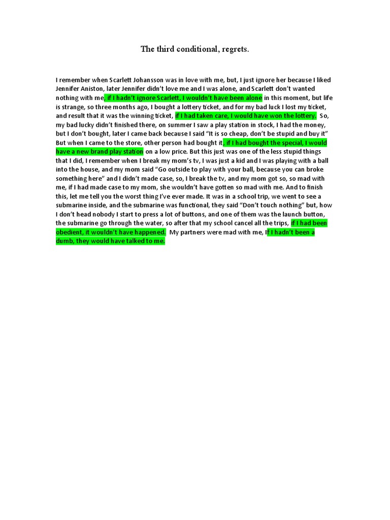 Third Conditional Regrets Explained | PDF | Art | Poetry