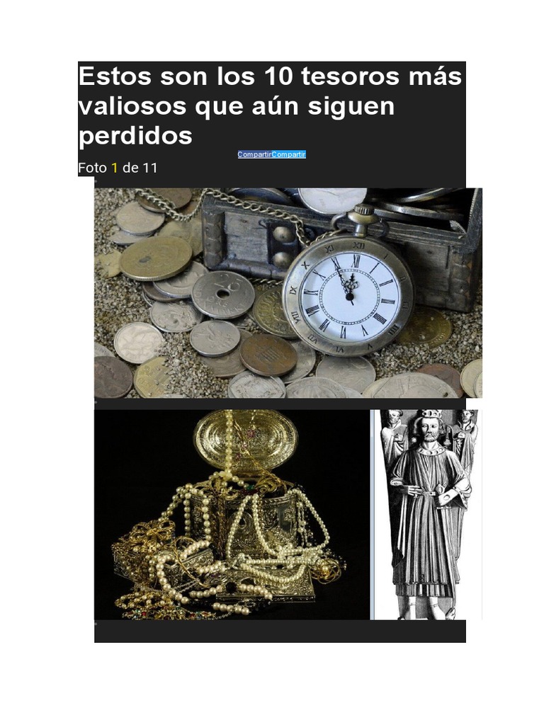Estos Son Los 10 Tesoros Más Valiosos Que Aún Siguen Perdidos Pdf
