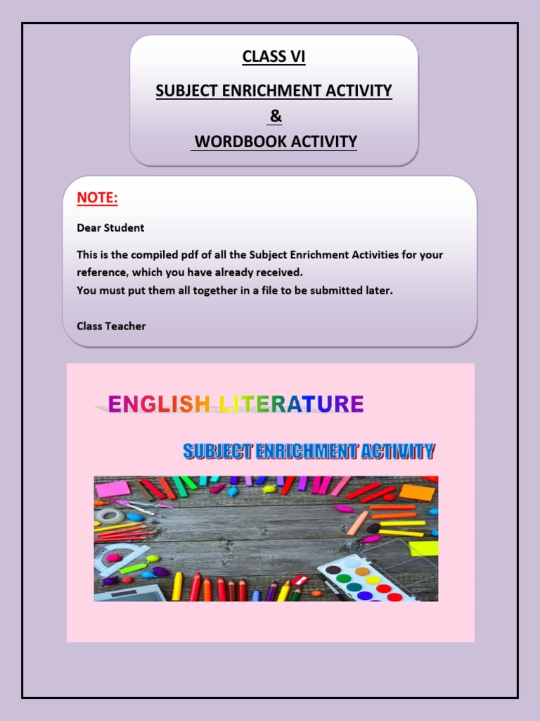 Class Vi Subject Enrichment Activity & Wordbook Activity | PDF