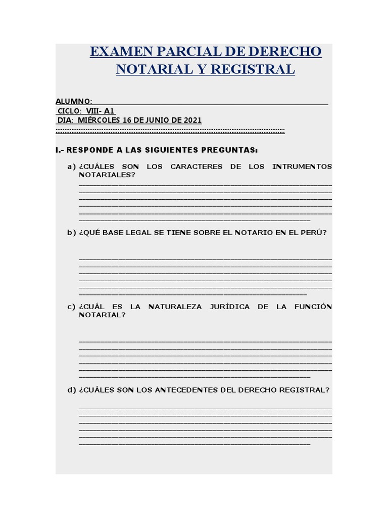 2 Examen Parcial de Derecho Notarial A1 | PDF | Derecho Civil (Common Law) | Justicia