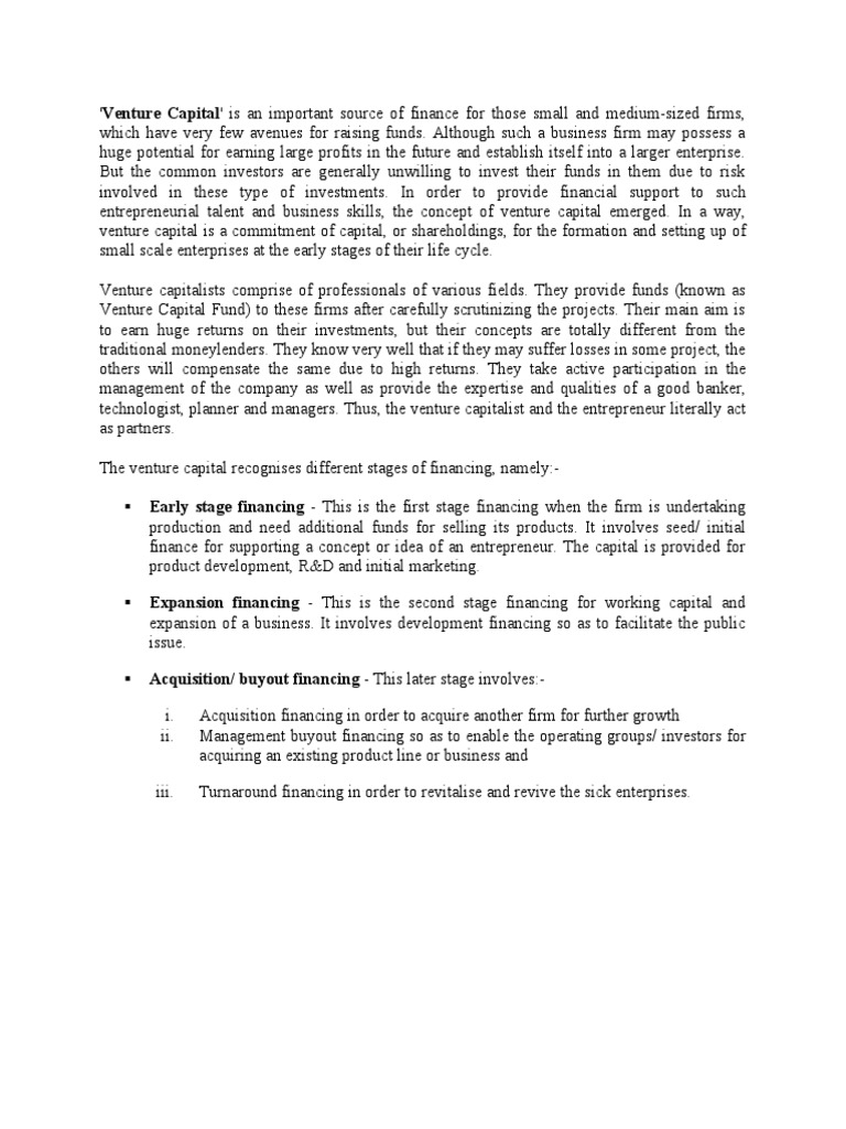 Venture Capital | PDF | Corporate Finance | Venture Capital