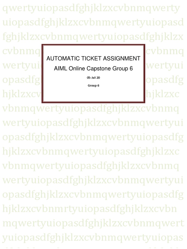 Automatic Ticket Assignment AIML Online Capstone Group 6 | PDF | Cluster Analysis | Applied ...