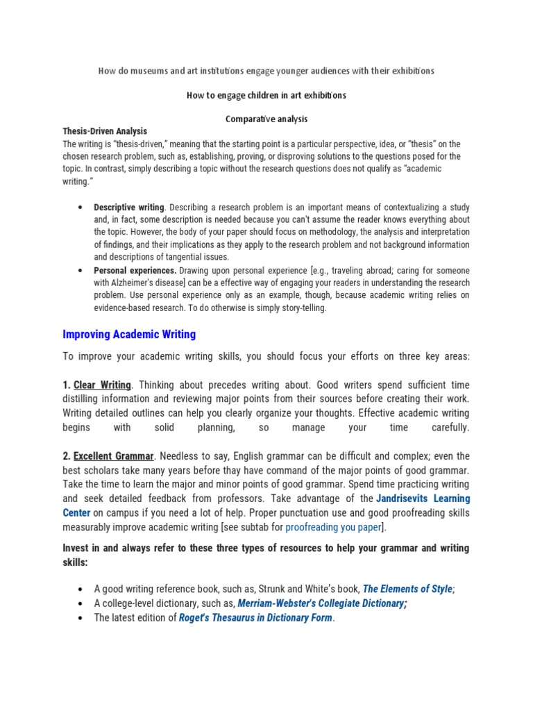 Improving Academic Writing: How Do Museums and Art Institutions Engage ...