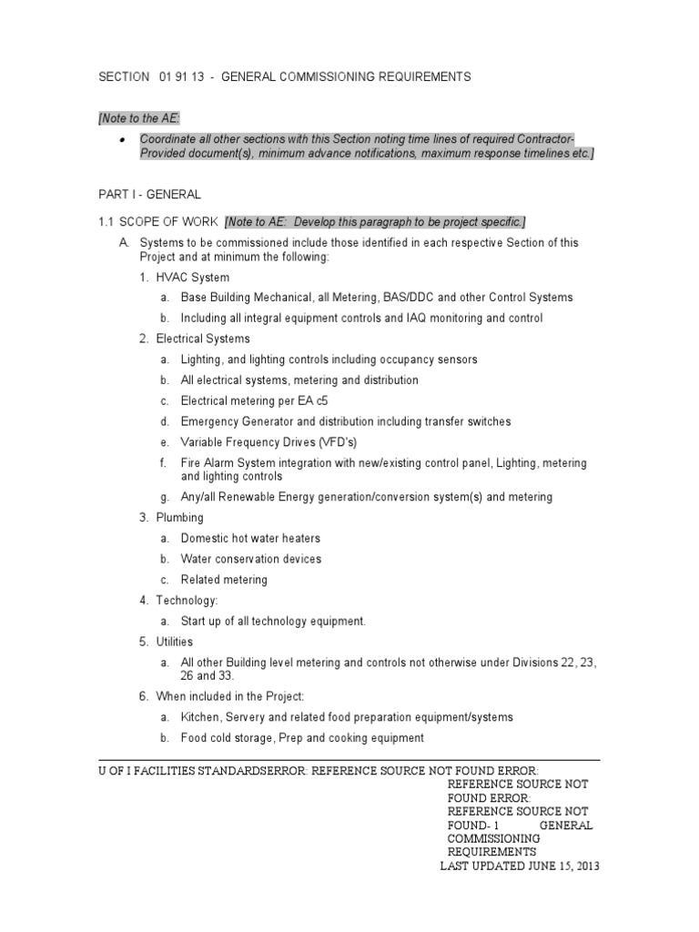 01 91 13 General Commissioning Requirements | PDF | General Contractor | Specification ...