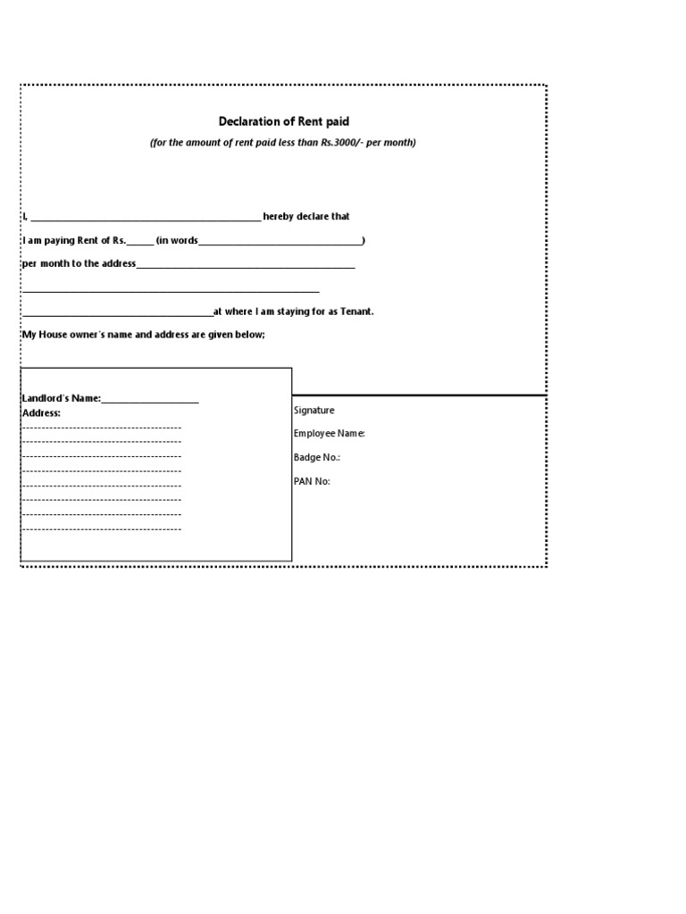 Declaration of Rent Paid | PDF