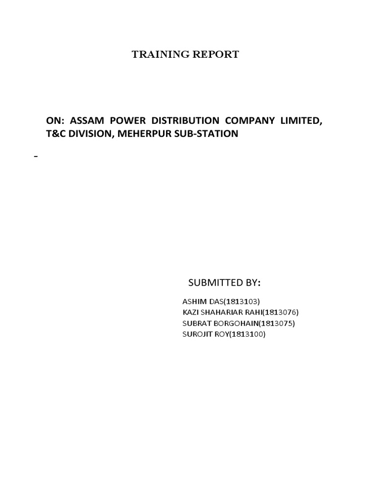 Training Report On Study of 33/11KV MV Substations at APDCL (Assam Power Distribution ...