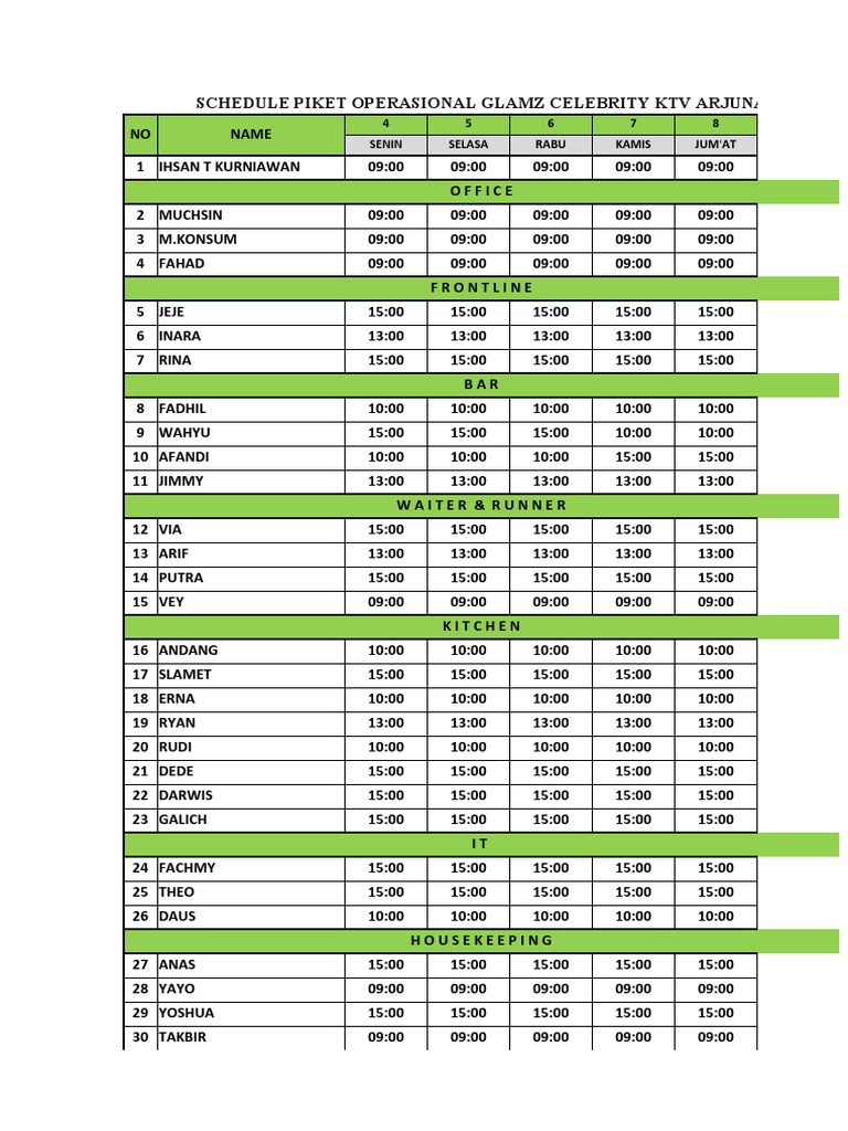 Schedule Glamz KTV Arjuna | PDF