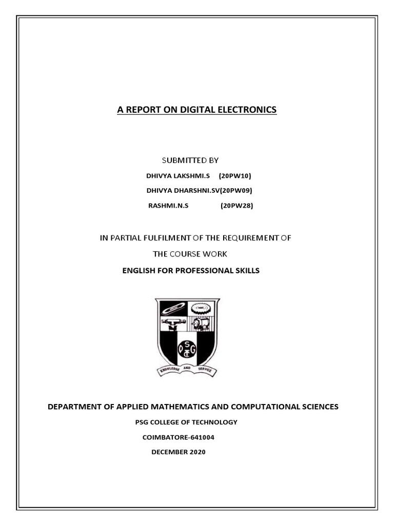 A Report On Digital Electronics: Submitted by | PDF | Digital ...