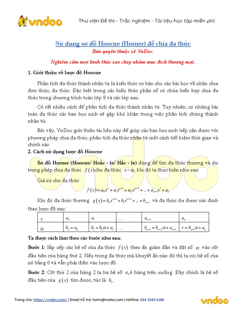 So Do Hoocne Trong Chia Da Thuc | PDF
