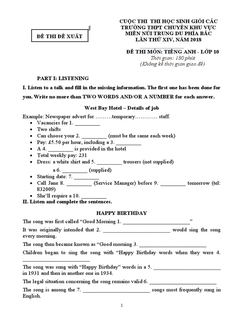 De Thi de Xuat Tieng Anh 10 | PDF | Literacy | Books