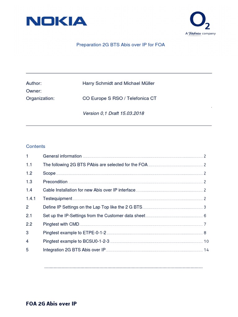 Preparation 2G BTS Abis Over IP For FOA | PDF | Computer Architecture ...