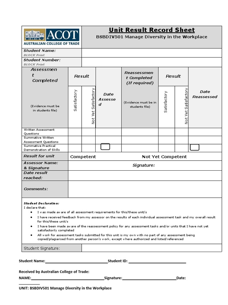 BSBDIV501 Learner Workbook V1.2 ACOT | PDF | Diversity (Business) | Competence (Human Resources)