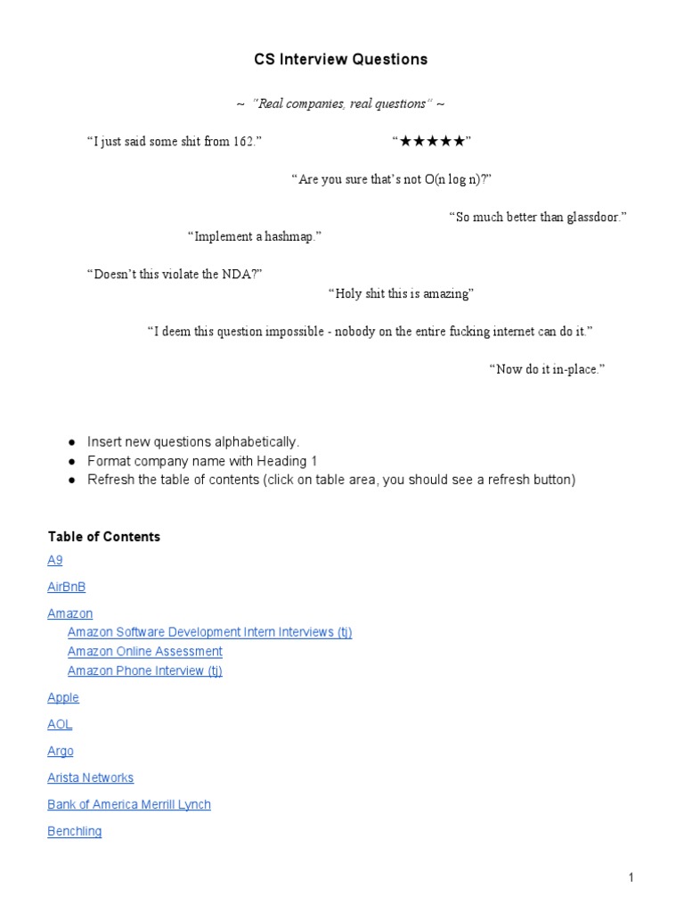 Cs Interview Questions | PDF | Library (Computing) | Method (Computer ...