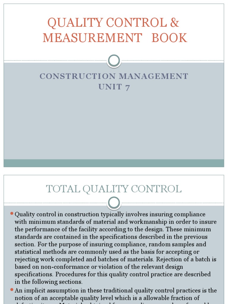 Quality Control & Measuremnet Book | PDF | Quality Management System ...