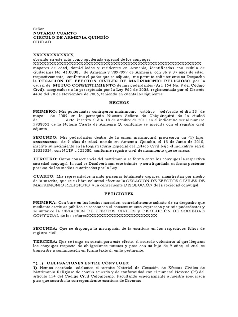 Modelo Divorcio Notaria-Hijos | PDF | Divorcio | Matrimonio