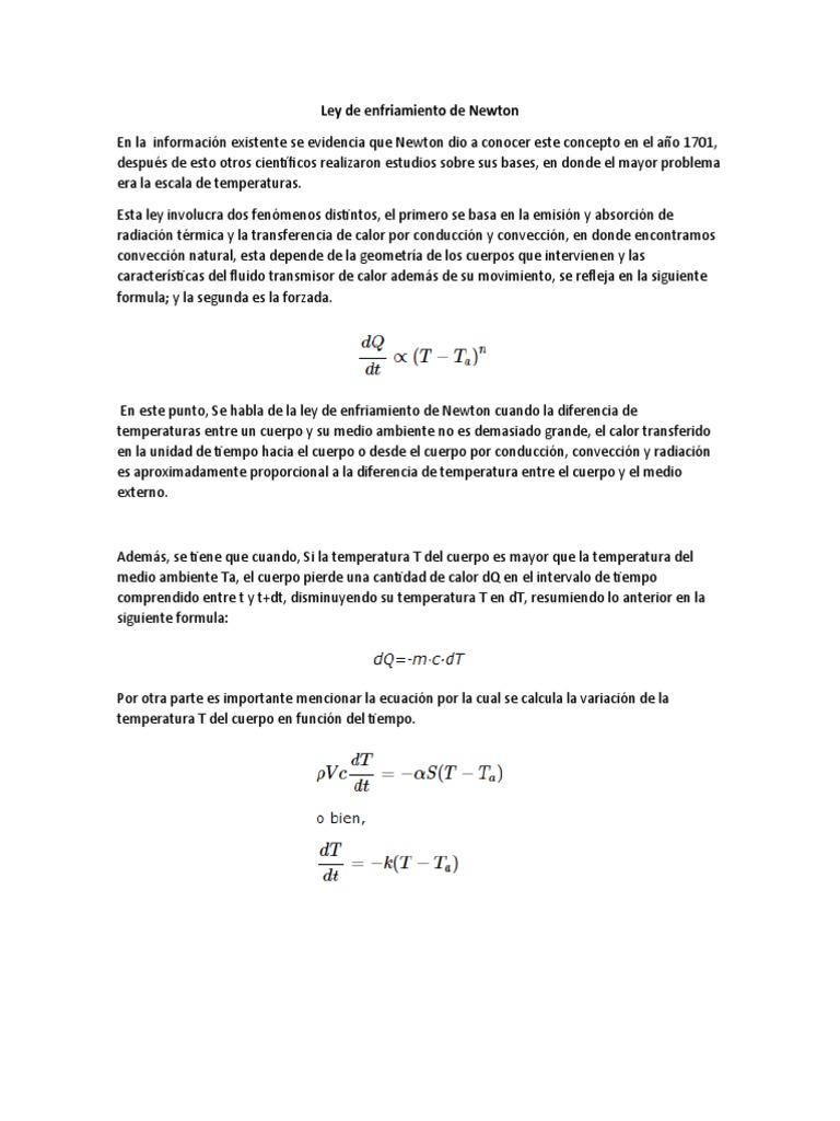 Ley de Enfriamiento de Newton | PDF