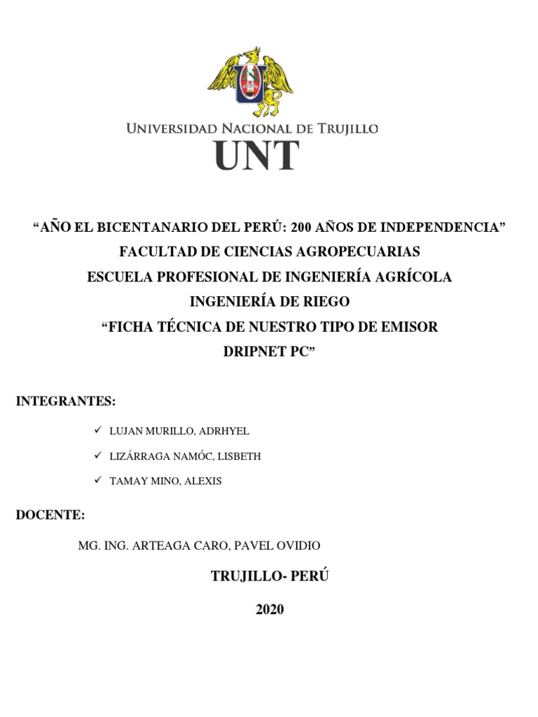 Ficha Tecnica Emisor Dripnet PC | PDF | Filtración | Riego