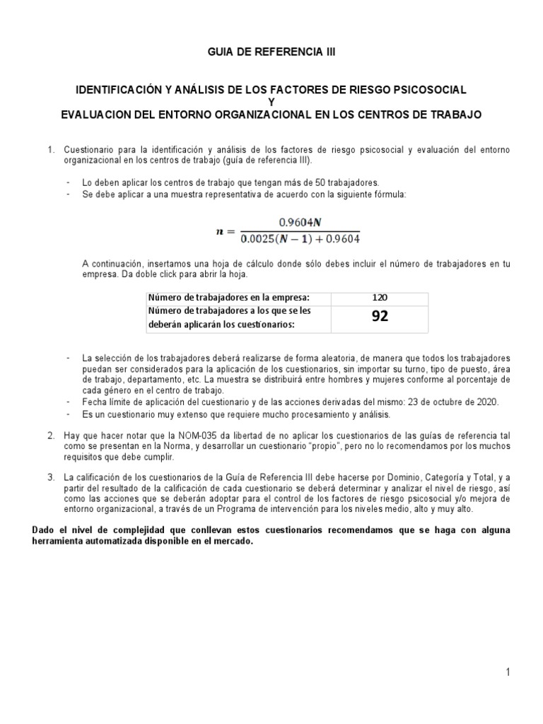 Guía de Referencia III NOM 035 | PDF | Cuestionario | Science