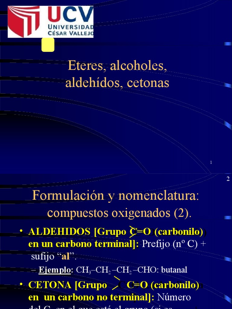 Nomenclatura de compuestos oxigenados | PDF | Cetona | Aldehído