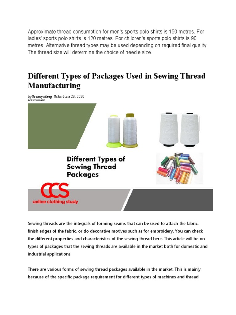Approximate Thread Consumption For Men | PDF | Yarn | Sewing