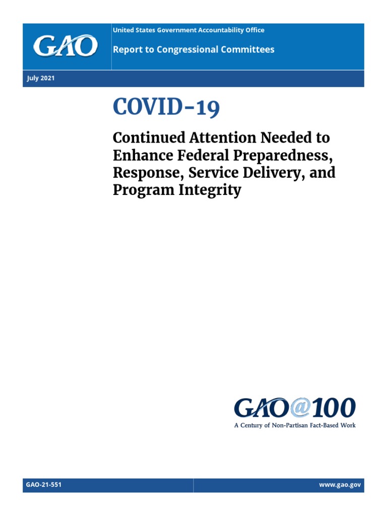 Continued Attention Needed To Enhance Federal Preparedness, Response ...