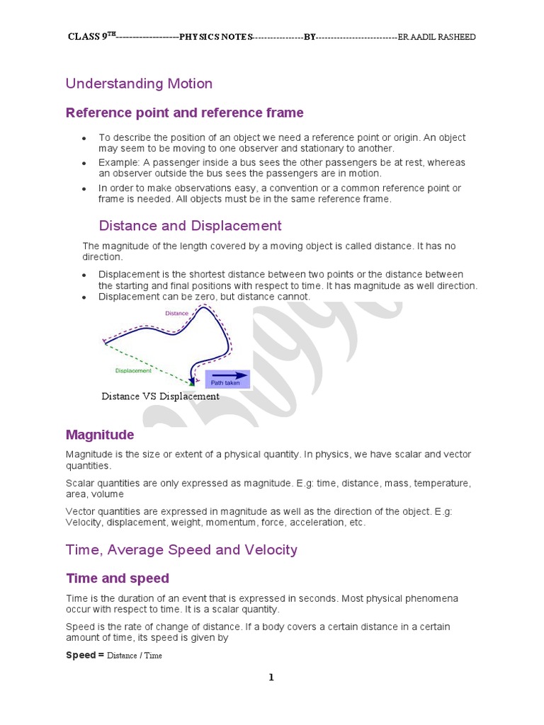 Understanding Motion: Reference Point and Reference Frame | PDF ...