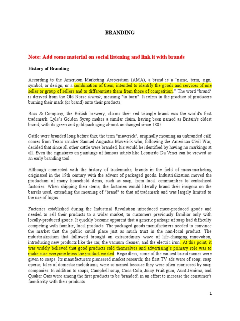 Branding Handout - Updated | PDF | Brand | Advertising