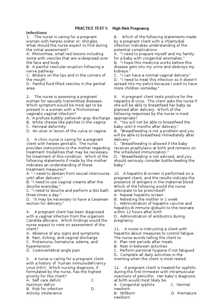 ABC Practice Test Pregnancy | PDF | Pregnancy | Childbirth