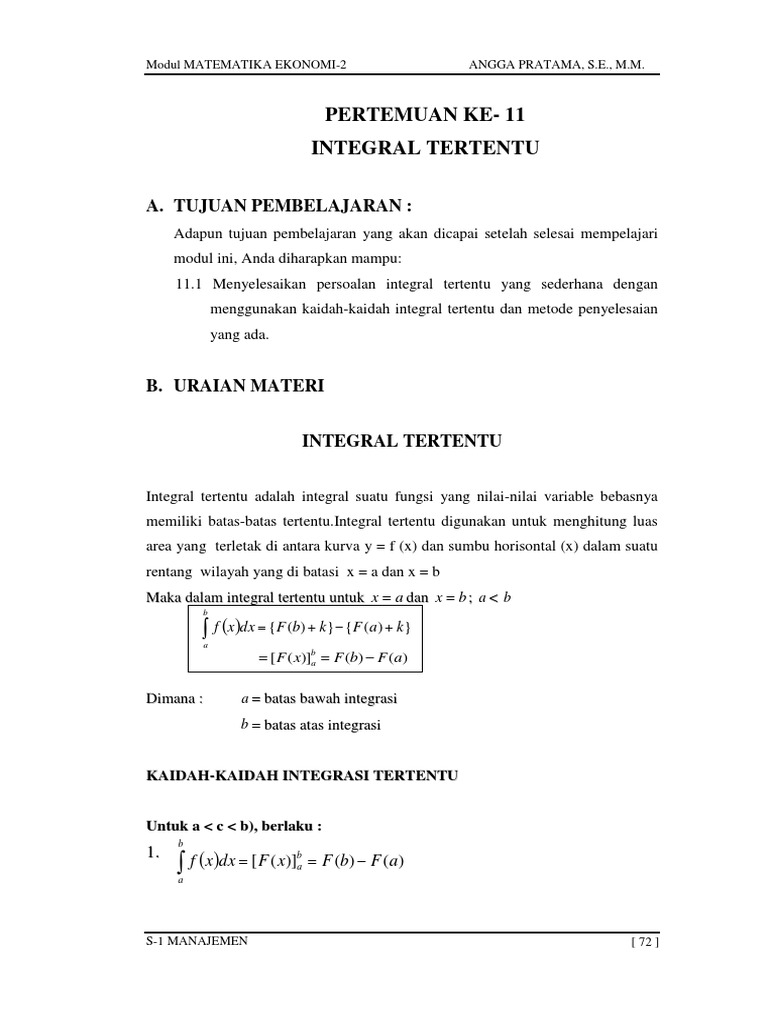 Pertemuan - 11 Integral Tertentu | PDF