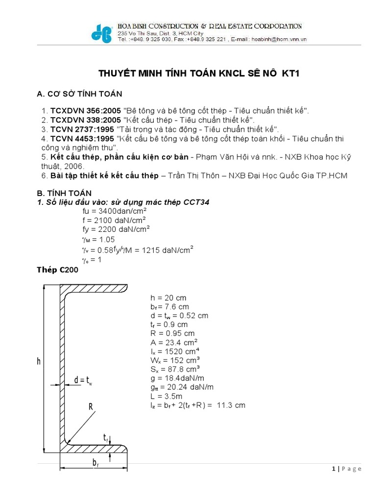 Thuyet Minh Tinh Toan Se No kt1 | PDF