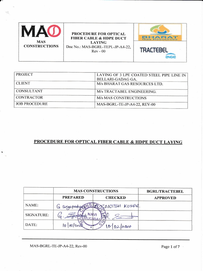 Procedure For Ofc and Duct Pipe | PDF | Optical Fiber | Building ...