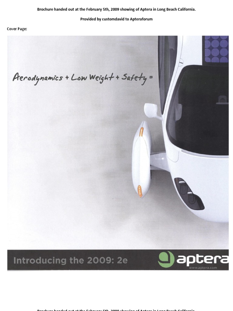 Aptera Brochure | PDF | Foreign Language Studies