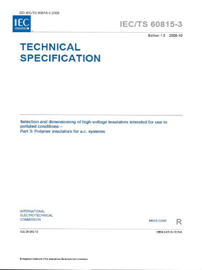 IEC 60815-3-2008 TS Part 3 Polymer Insulators For A.C. Systems | PDF ...