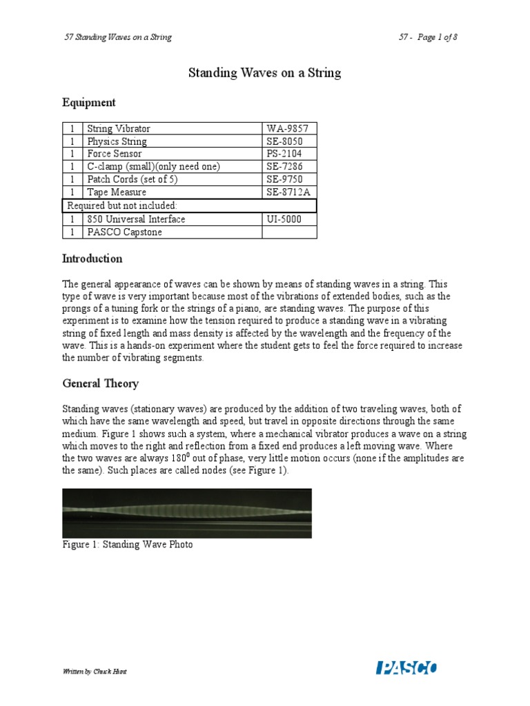 Standing Waves On A String Equipment Pdf Significant Figures Waves