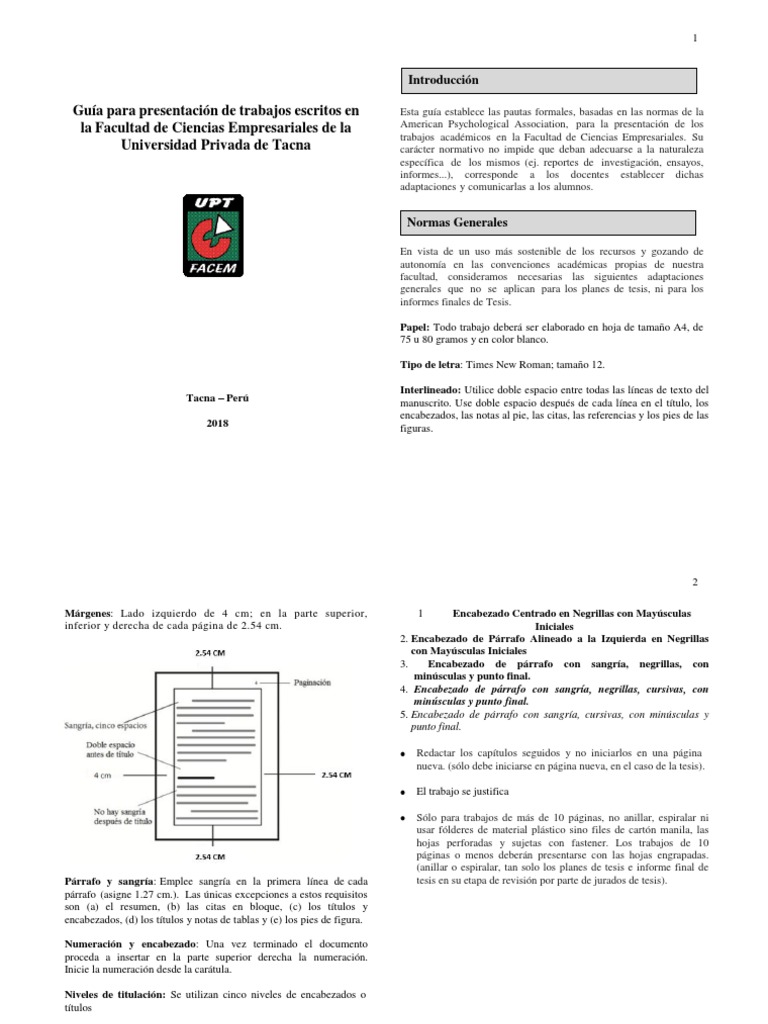 Guia para La Presentacion de Trabajos Escritos APA FACEM 2018 | PDF | Estilo apa | Unicef