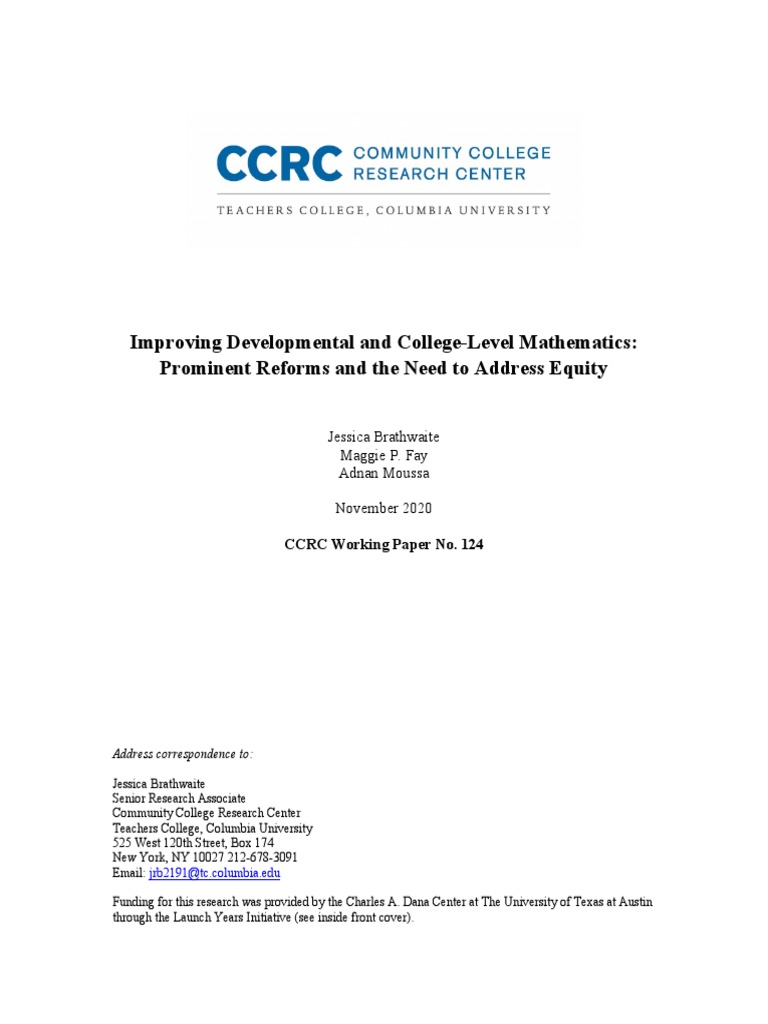 Improving Developmental College Level Mathematics | PDF | Stereotypes ...