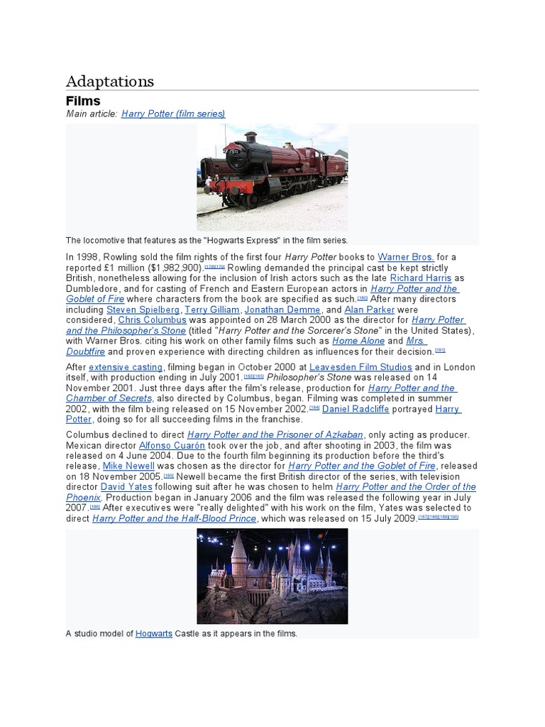 Harry Potter Adaptations in Film and Games | PDF | Harry Potter | Books