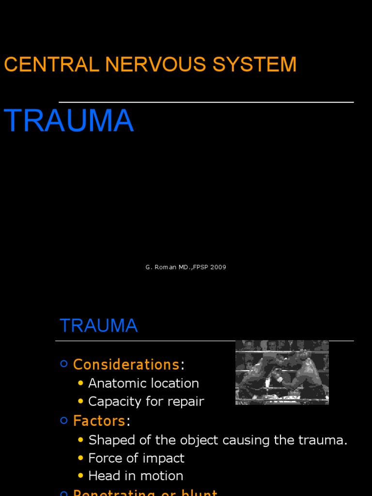 Central Nervous System: Trauma | PDF | Ischemia | Thrombosis