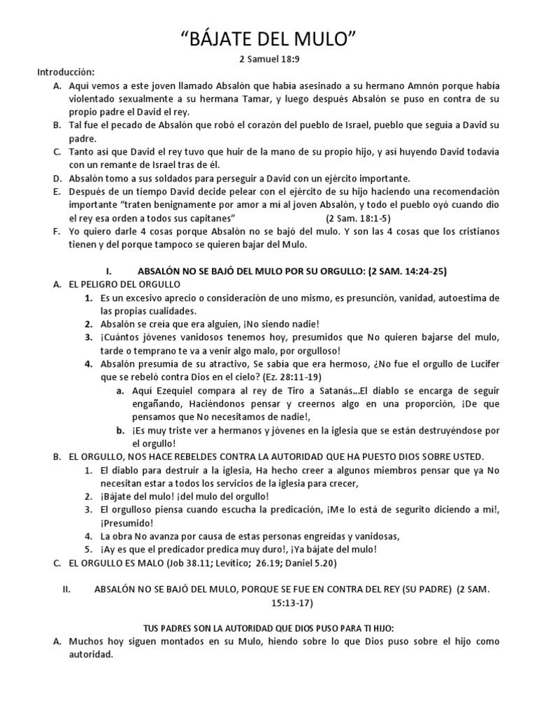 Bájate Del Mulo | PDF | David | Orgullo