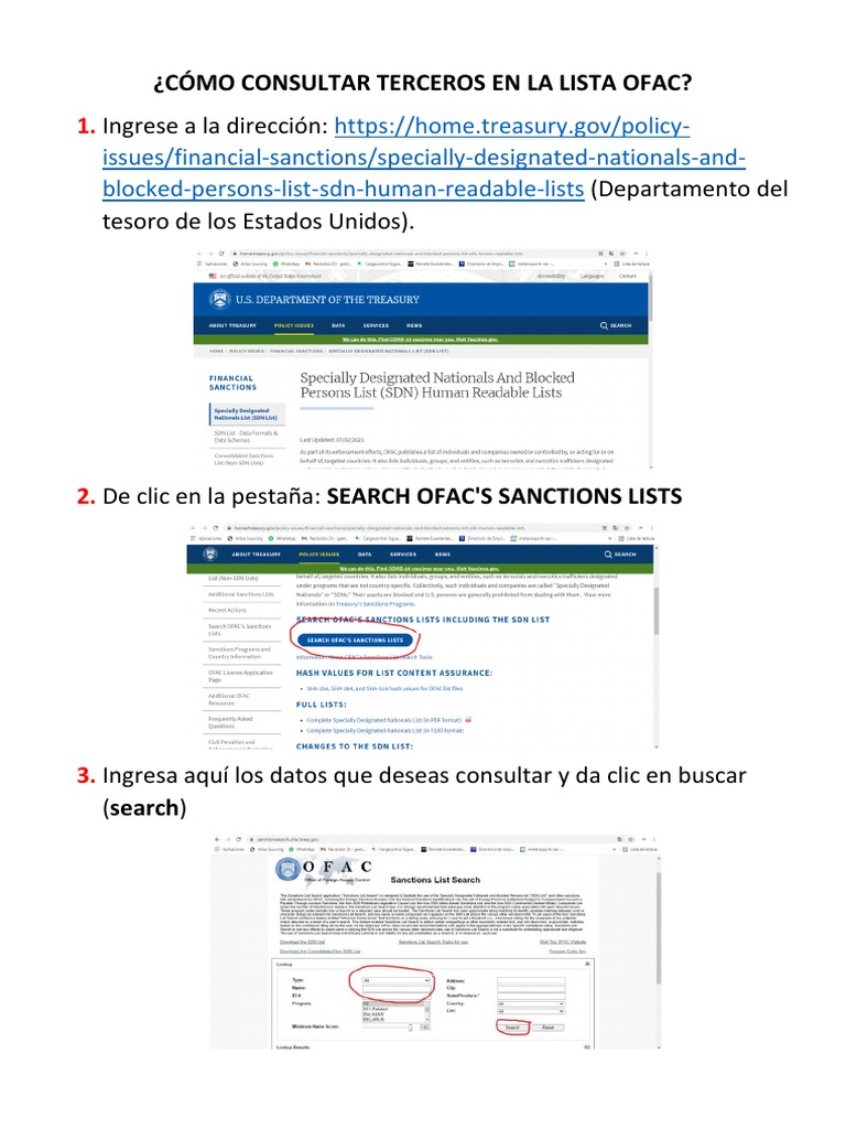 Anexo 1. Guia para Consulta en Lista Ofac | PDF