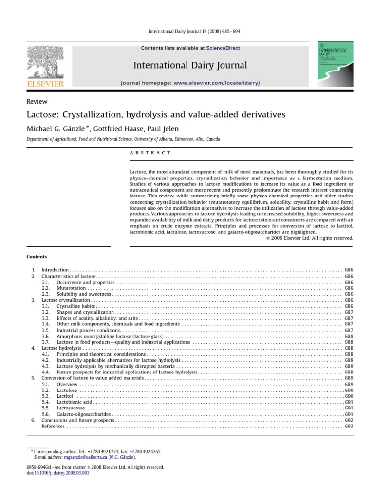 Lactose Crystallization, Hydrolysis and Value-Added Derivatives SUPER ...