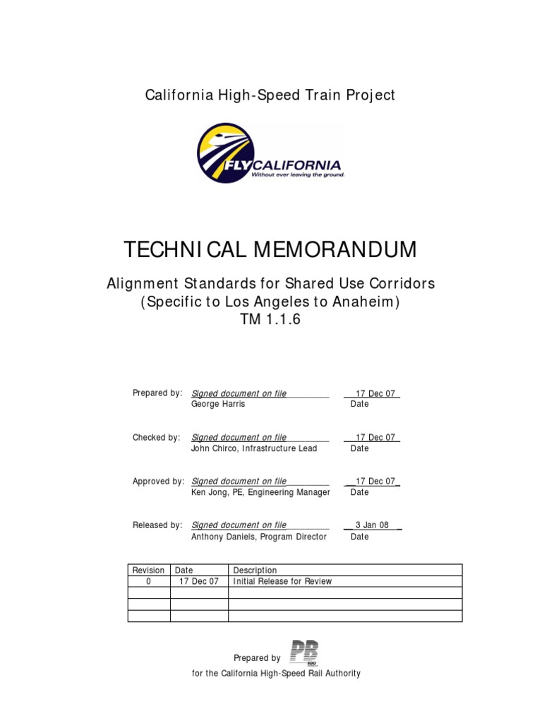 Technical Memorandum: California High-Speed Train Project | PDF ...